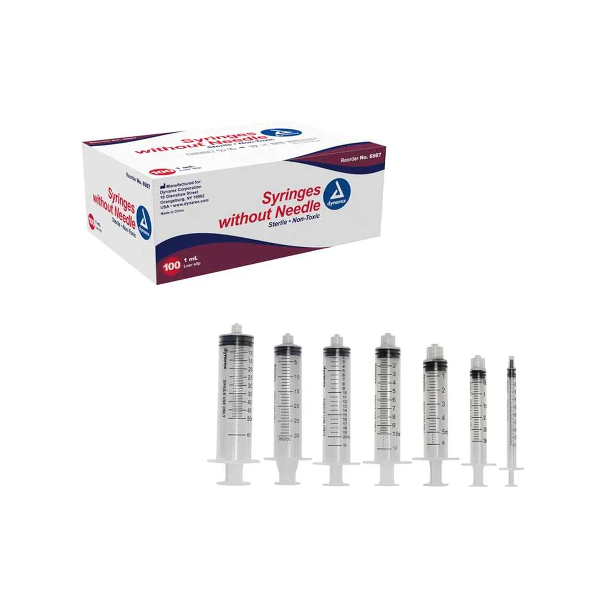 Dynarex Luer Lock Syringe Without Needle 10cc 100 Box